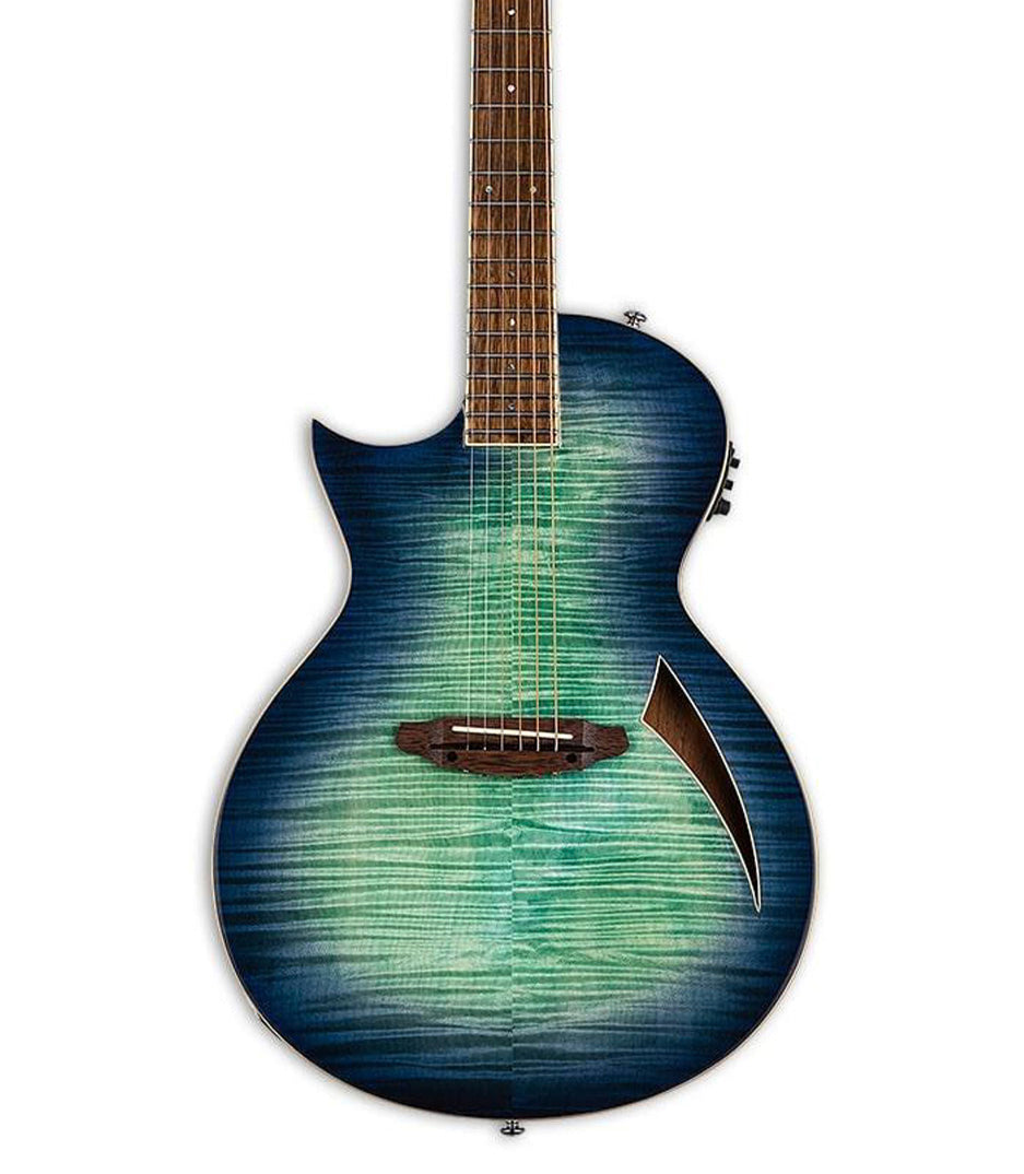 ESP LTD TL-6 Thinline Left Handed Acoustic Guitar, Aqua Marine Burst F